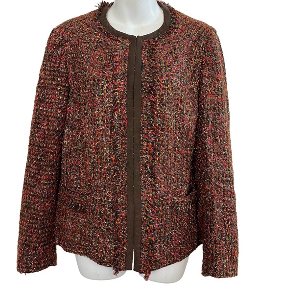 Chico's | Jackets & Coats | Chicos Tweed Gold Metallic Suit Jacket ...